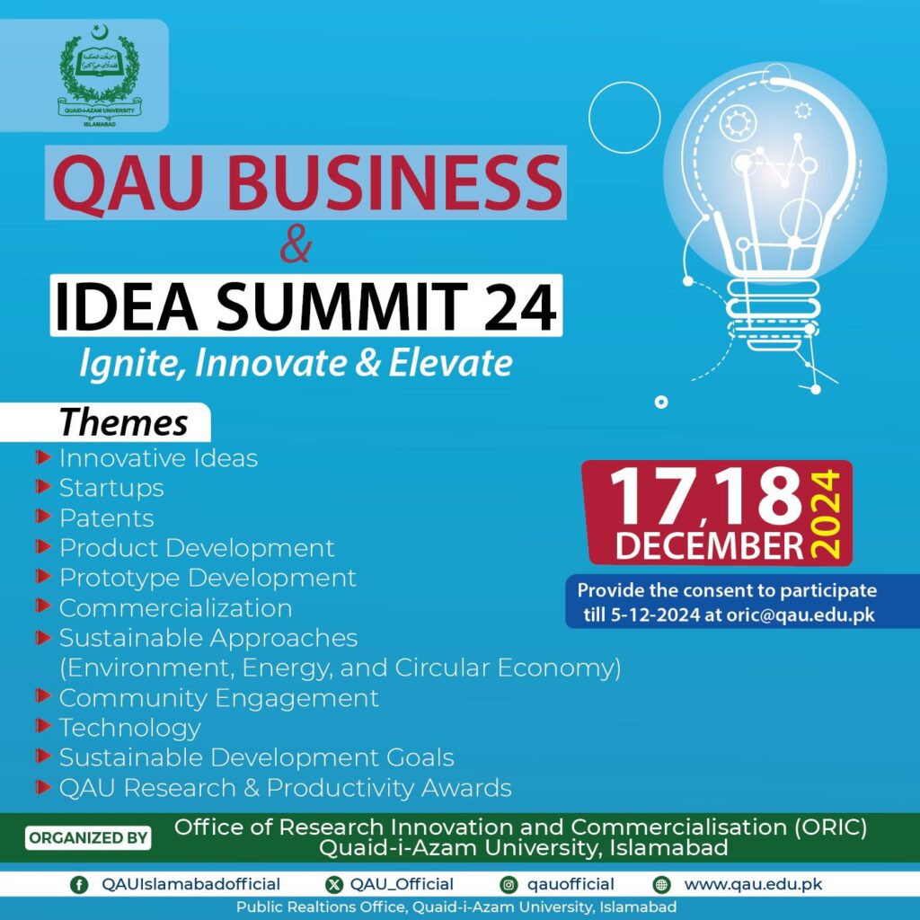QAU BUSINESS & IDEA SUMMIT 24, Ignite, Innovate & Elevate – QAU